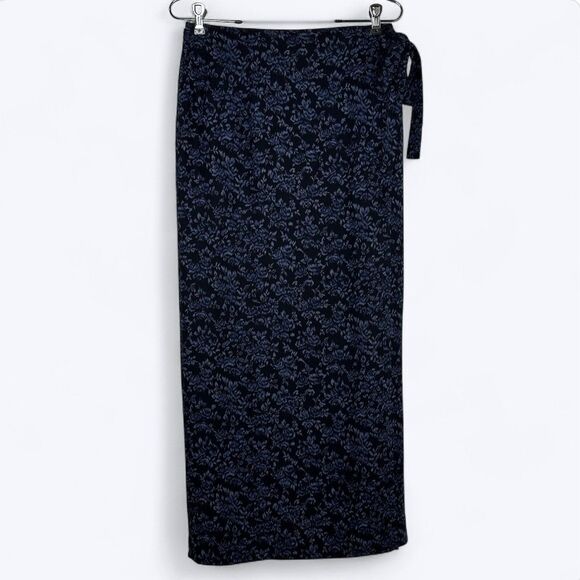 Talbots | Skirts | Talbots Silk Maxi Wrap Skirt Sz Blue Floral Chiffon ...